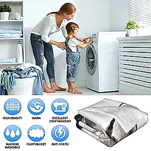 Raccoon and Flowers Soft Throw Blanket All Season Microplush Warm Blankets Lightweight Tufted Fuzzy Flannel Fleece Throws Blanket for Bed Sofa Couch 80"x60"