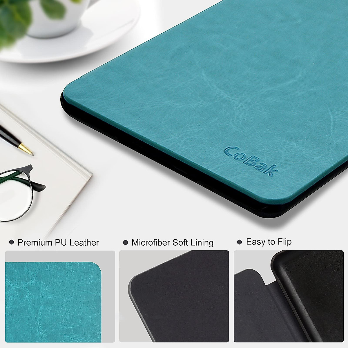 CoBak Kindle Paperwhite Case - All New PU Leather Smart Cover with Auto Sleep Wake Feature for Kindle Paperwhite 10th Generation 2018 Released, Sky Blue