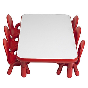 Angeles BaseLine Toddler Table & 6 Chairs Set, Daycare Seating for Toddlers, Toddler Desk & Chairs, Red