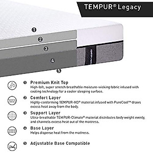 Tempur-Pedic TEMPUR-Legacy Soft Cooling Foam Mattress, Queen, Made in USA, 10 Year Warranty
