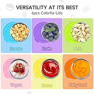 Stainless Steel Condiment Containers with Leakproof Food-grade Silicone Lids, Portion Bento Box and Mini Sauce Container of Kids Lunch to Go for Snack, Dessert, Souffle, Salad Dressing (MIX, 6 Pack)