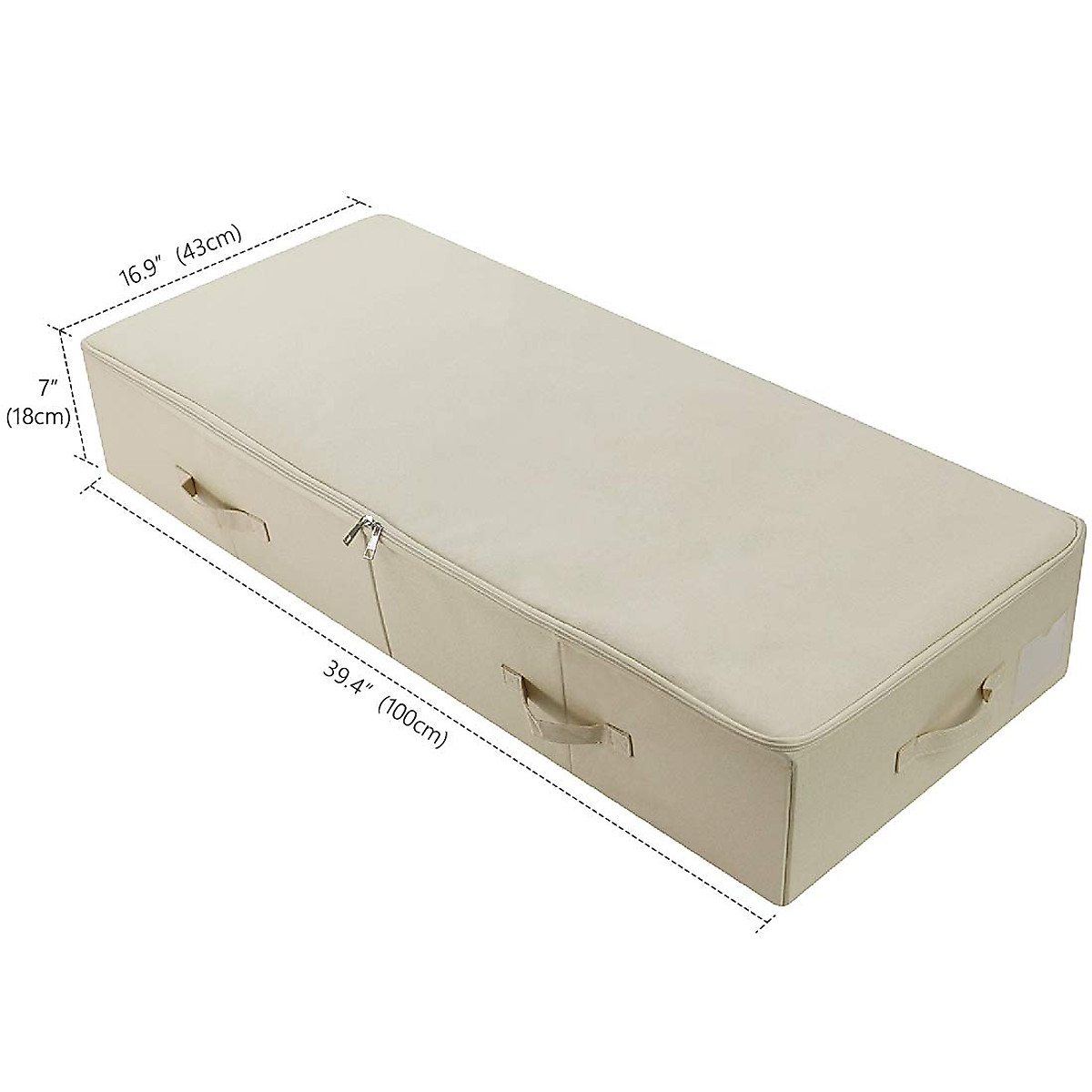 iwill CREATE PRO Pack of 2, 39.4" Large Size Folding Underbed Storage Organizer Boxes with Lid, Folding & Washable, 6 Handles on All Sides, Beige