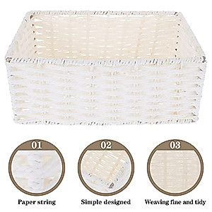 IMIKEYA Water Hyacinth Storage Baskets Woven Storage Basket Key Holder Shelf Basket Drawer Organizer Square Storage Basket Toilet Roll Basket