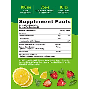 Stress Relief Gummies for Adults | with Gaba, L Theanine and Lemon Balm | Lemon Strawberry Gummies | Non-GMO, Gluten Free Supplement | by Nature's Truth