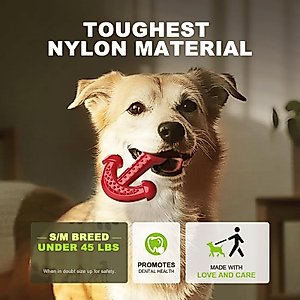 GFECMX Dog Toys for Small Dogs - Indestructible Dog Toy, Puppy Chew Toys for Teething - for Boredom,Dog Enrichment Toys,Puppy Toys to Keep Them Busy,Chew Toys for Aggressive Chewers,Medium,Bacon,Red