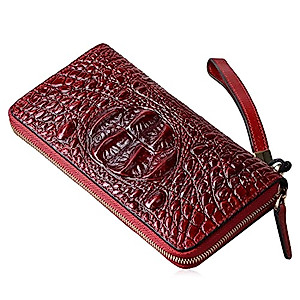 PIJUSHI Embossed Crocodile Handbags for Ladies Designer Purses Top Handle Shoulder Bag Bundle with Wristlet Wallet For Women Crocodile Leather Wallet Ladies Clutch Purses