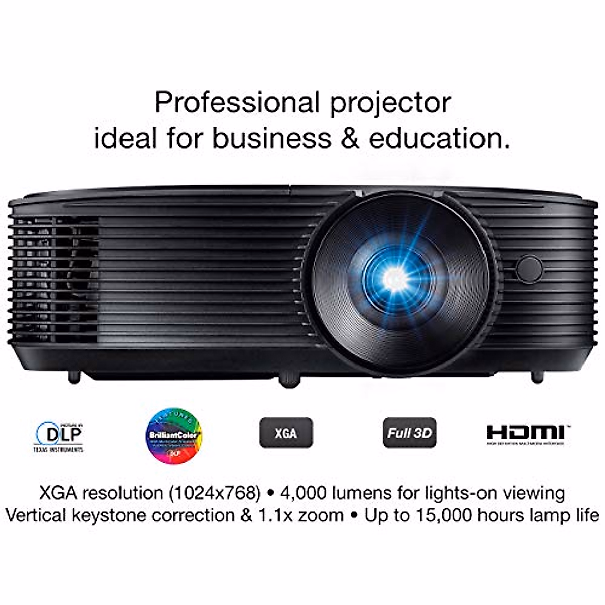 Optoma X400LVe XGA Professional Projector | 4000 Lumens for Lights-on Viewing| Presentations in Classrooms & Meeting Rooms | Up to 15,000 Hour Lamp Life | Speaker Built in