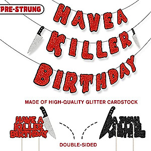 Have a Killer Birthday Party Decorations Kit Friday the 13th Themed Birthday Banner Bloody Cake Topper Balloons for Horror Theme Halloween Birthday Party Photo Props Supplies