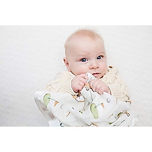 lulujo Baby Security Lovie Blankets| Unisex Softest Breathable Cotton Muslin Security Blanket with Silky Satin Trim| Neutral Comforting Blanket for Girls & Boys | 16in by 16 in| Golf