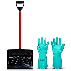 True Temper 36 Inch Snow Shovel - D Grip with Long Handle-Heavy Duty Snow Shovel-Ergonomic Snow Shovel - Snow Shovel for Driveway-Snow Pusher-Available with Premium Quality Centaurus AZ Gloves