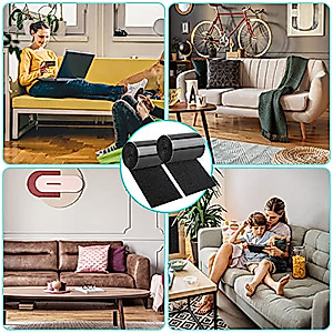 6 in x 10 ft Rolled Couch Cushion Grip Tape, Hook and Loop Tape with Adhesive to Keep Couch Cushions from Sliding, for Couch, Sofa and Mattress (Black）