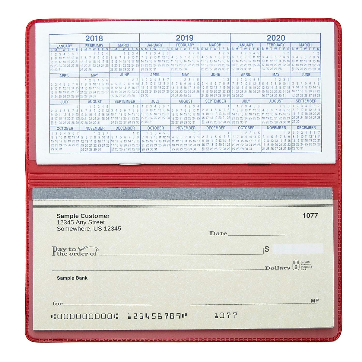 Red Vinyl Checkbook Cover, Top Tear Personal Vinyl Checkbook Cover