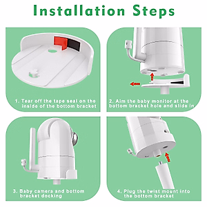 GUMBALL Baby Monitor Mount for Infant Optics DXR-8 and DXR-8 Pro Baby Monitor, Versatile Twist Mount Without Tools or Wall Damage, Security and Sturdy, White