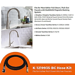 K-1219935-BC Hose Kit for Kohler Pull-Down Kitchen Faucet, 67-Inch Bright Chrome Finish Kohler Pull-Out Kitchen Faucet Hose Replacemnet Part K-1304674-BC