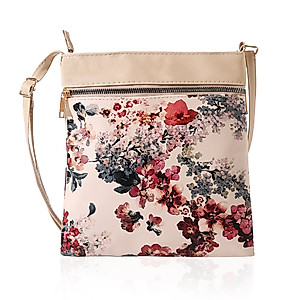 Joyzeal Crossbody Bag Multi Zipper Pocket Bag Flower Design Handbag Purse for Women Shoulder Bag