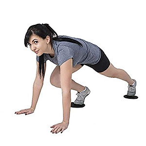 Synergee Jet Black Core Sliders. Dual Sided Use on Carpet or Hardwood Floors. Abdominal Exercise Equipment