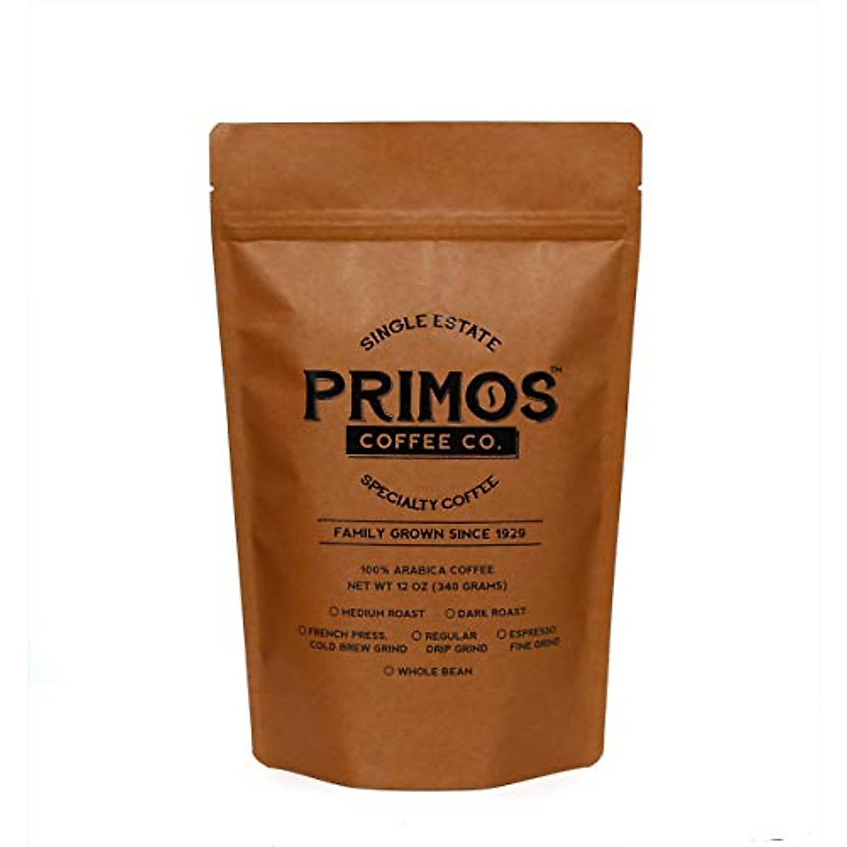 French Press Specialty Coffee, Coarse Ground, Primos Coffee Co (Medium Roast, 12 Oz)