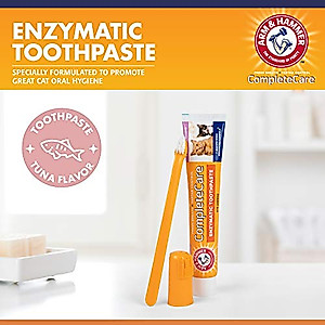 Arm & Hammer for Pets Complete Care Cat & Kitten Dental Kit | Includes 2.5 oz Tuna Flavor Enzymatic Cat Toothpaste, Cat Toothbrush, and Rubber Finger Brush for Cats
