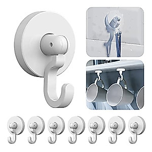 Adhesive Hooks, 8 Packs Ceiling Wall Hanging S Hooks, 360° Rotating, 180° Flip Utility Hangers for Heavy Duty, for Key Hat Plant Towel Waterproof Holder in Bedroom Bathroom Toilet Kitchen