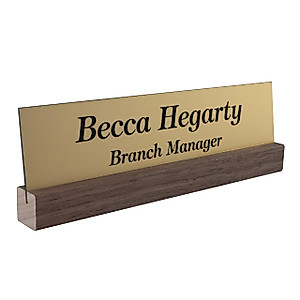 Lasercrafting Office Desk Name Plate or Wall / Door Sign - 2x8 or 2x10 - Laser Engraved Sign - CUSTOMIZE. Holder/bracket available. Choose colors and fonts. Great gift idea.