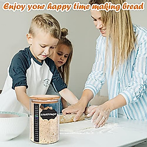 Kmise Sourdough Starter Jar, 34 Oz DIY Pro Glass Sourdough Starter Jar Kit With Thermometer, Silicone Spatula, Blackboard Stickers and Cutter