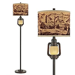Vintage Floor Lamp with Linen Fabric Hardback Shade - Perfect for Living Room, Bedroom, and Home Office Decor