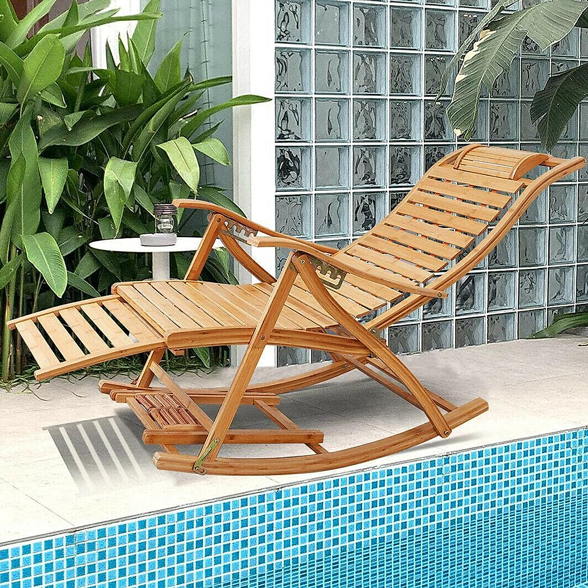 VBSQ Rocking Chair Sun Lounger Portable Garden Yard Balcony Deck Recliner W/Footrest Slirr Chair Rocking Chair Rocker Chair Rocker Camp Chair Rocker Recliner Rocking Camp Chair Rocking Chairs