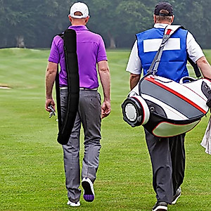 Cunhill 2 Pieces 6-Can Insulated Cooler Sleeve Beer Cooler Tube Black Insulated Beer Hold Golf Bag Insulated Beer Cooler for Golfing, Beach Days, Picnic, Traveling and More (Straps Style)