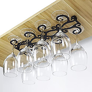 SNKINE Wine Glass Rack - Butterfly Stemware Racks Under Cabinet Wine Glasses Holder Hanging Shelf Black Iron 7.87inch Storage Hanger for Bar Kitchen (2 Packs) (SNKINE-Racks)