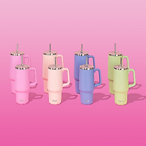 S'well Recycled Stainless Steel Tumbler XL with Straw and Handle, 30oz, Hydrangea Pink, Triple Layered Vacuum Insulated Containers Keeps Drinks Cold for 36 hours and Hot for 9