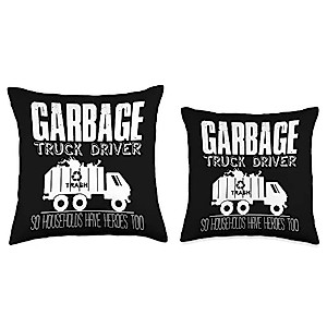 Garbage Truck Driver Joke Trucks Recycling Waste Bin RCV Throw Pillow