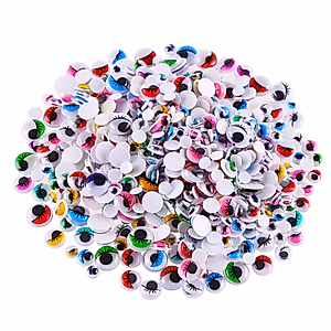 CCINEE 500 Pieces 6-12 mm Wiggle Eyes Multi Color Googly Eyes with Self Adhesive Eyelash Googly Eyes for Craft Making