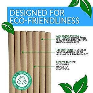 Reli. 400 Pack Paper Straws (Kraft Brown) | Paper Straws for Drinking - Disposable, Biodegradable/Eco-Friendly | Brown Drinking Straws for Crafts, Party Decoration/Supplies, Restaurants, Juice