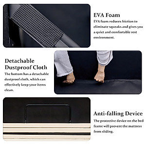 Zanmintaobo Queen Bed Frame with Storage, Upholstered Platform Bed with Lift up Hydraulic System, Linen Fabric Wingback Headboard, Wood Slats Support, Easy Assembly, No Box Spring Needed, Dark Grey