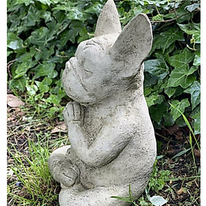 Qistubay French Bulldog Statue, Meditating Sitting French Bull Dog Decoration, Super Cute Yoga Pray Bull Dog Ornament for Garden Lawn Home Decor