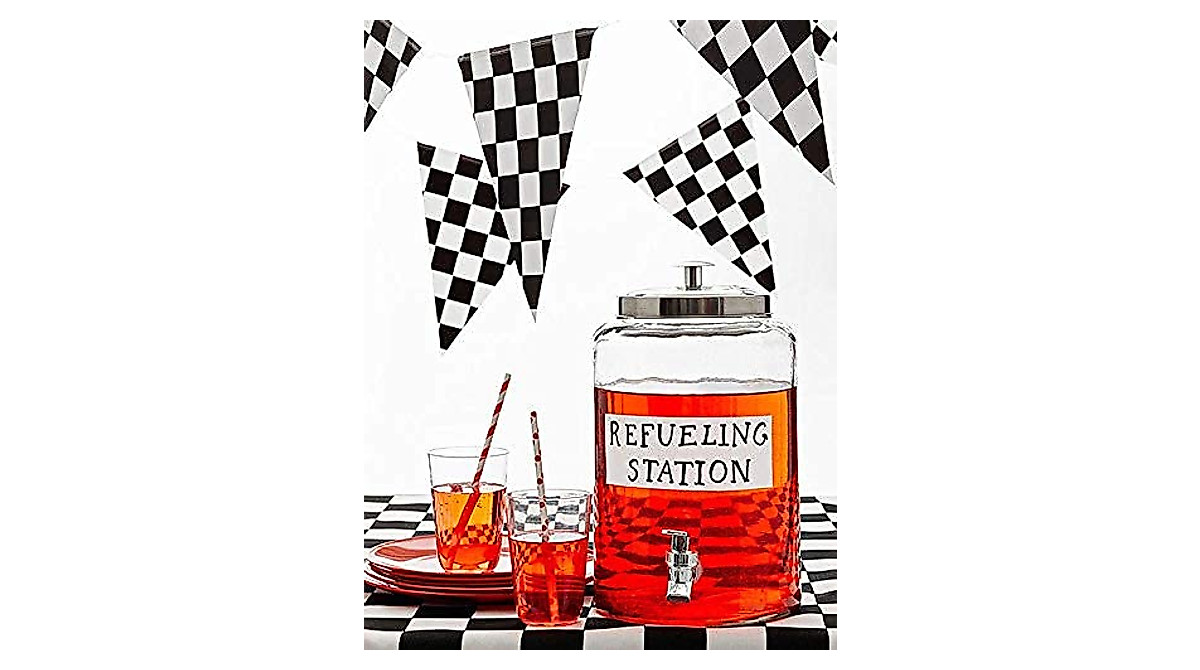 Piokio 100ft Racing Checkered Flag Banner for NASCAR & Parties