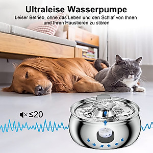 VinDox Cat Water Fountain,3.2L/108oz Automatic Pet Fountain Dog Water Dispenser with Ultra-Quiet Pump and Replacement Filters & Sponge, Stainless Steel Cat Water Dispensers for Dogs and Cats