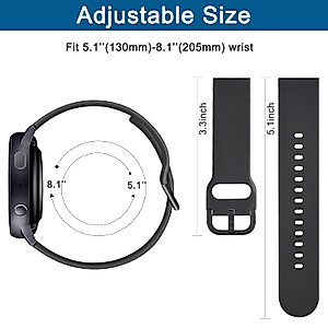 Meliya 4 Pack Watch Bands, 20mm 22mm Quick Release Soft Silicone Replacement Watch Strap for Women Men (22mm, Black+White+Grey+Navy Blue)