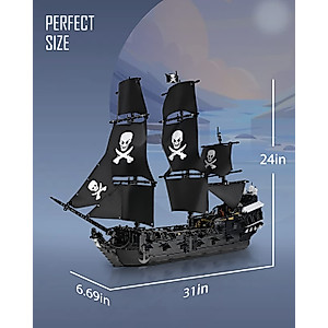Nifeliz Black Skull Pirates Ship Building Blocks Kits, Model Set and Assembly Toy for Teens and Adult, Makes a Great Gift for People who Like Creative Play and Adventures, New 2023 (3423Pcs)