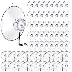 Unittype 120 Pieces Suction Cup Wall Hooks PVC Reusable Clear Suction Cups with Metal Hooks Practical Hanging Supplies Without Nails for Wall Door Glass Window Kitchen Bathroom Shower, 45 mm