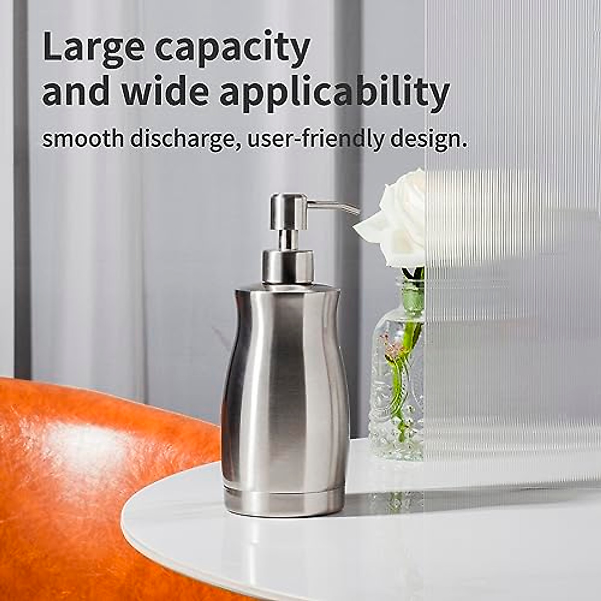 ZEBEYIMA Brushed Stainless Steel Countertop Soap Dispenser Rust and Leak Resistant Hand Soap Pump with Funnel for Kitchen Countertops and Bathroom Dispensers (13.5 oz/400 ml)…