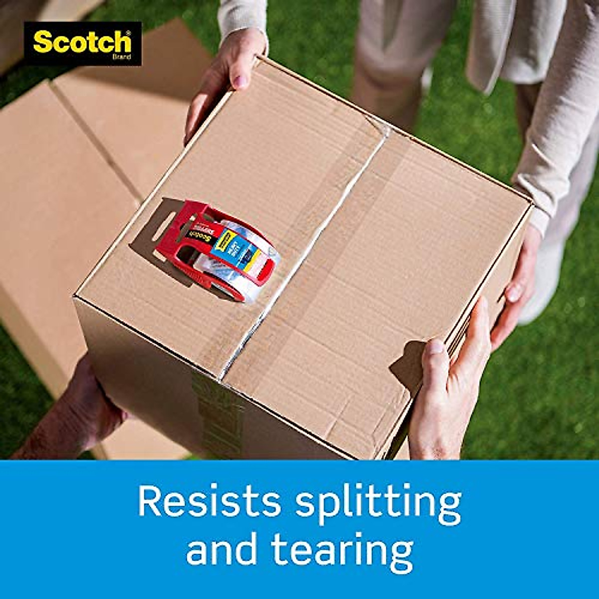 Scotch Tape Heavy Duty Shipping Packaging Tape, 1.88 Inches x 800 Inches, 1.5" Core, Clear, Great for Packing, Shipping & Moving, Rolls with Dispenser (142-6) (2 Pack), 12 Rolls (548415484564864)