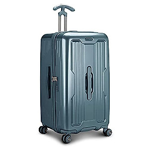 Traveler's Choice Ultimax II 26" Medium Trunk Spinner Luggage, Tie Down Straps, Teal, Checked Inch