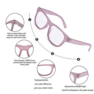 KERBIY Blue Light Blocking Glasses for Women Men,Computer Reading Glasses Anti Eye Strain Headache,Blue Ray Filter Glasses UV400 Clear Lens(Pink)