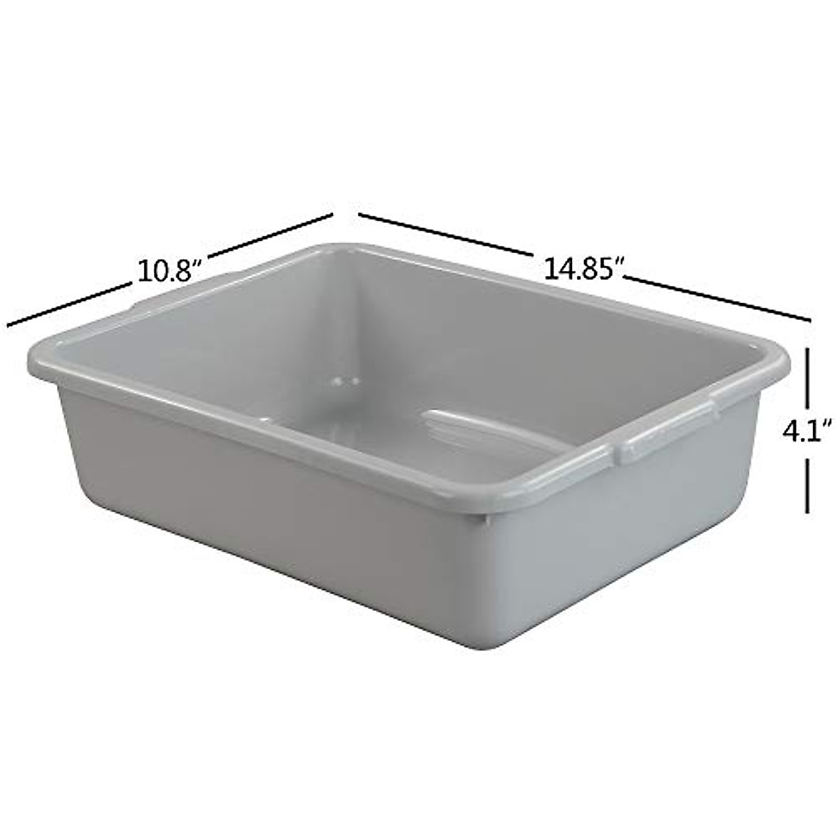 Wekioger Small Commercial Bus Tubs, Grey Bus Box/Wash Basin, 14.85" x 10.8" x 4.1"(4 Packs)