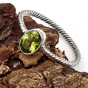 Silver Band Solid 925 Sterling Silver Peridot Gemstone Ring Handmade for Women by Goyal Exports SRG337E (US-9)