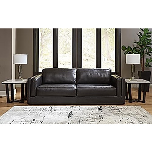 Signature Design by Ashley Amiata Modern Leather Match Sofa with Non-skid Legs, Black