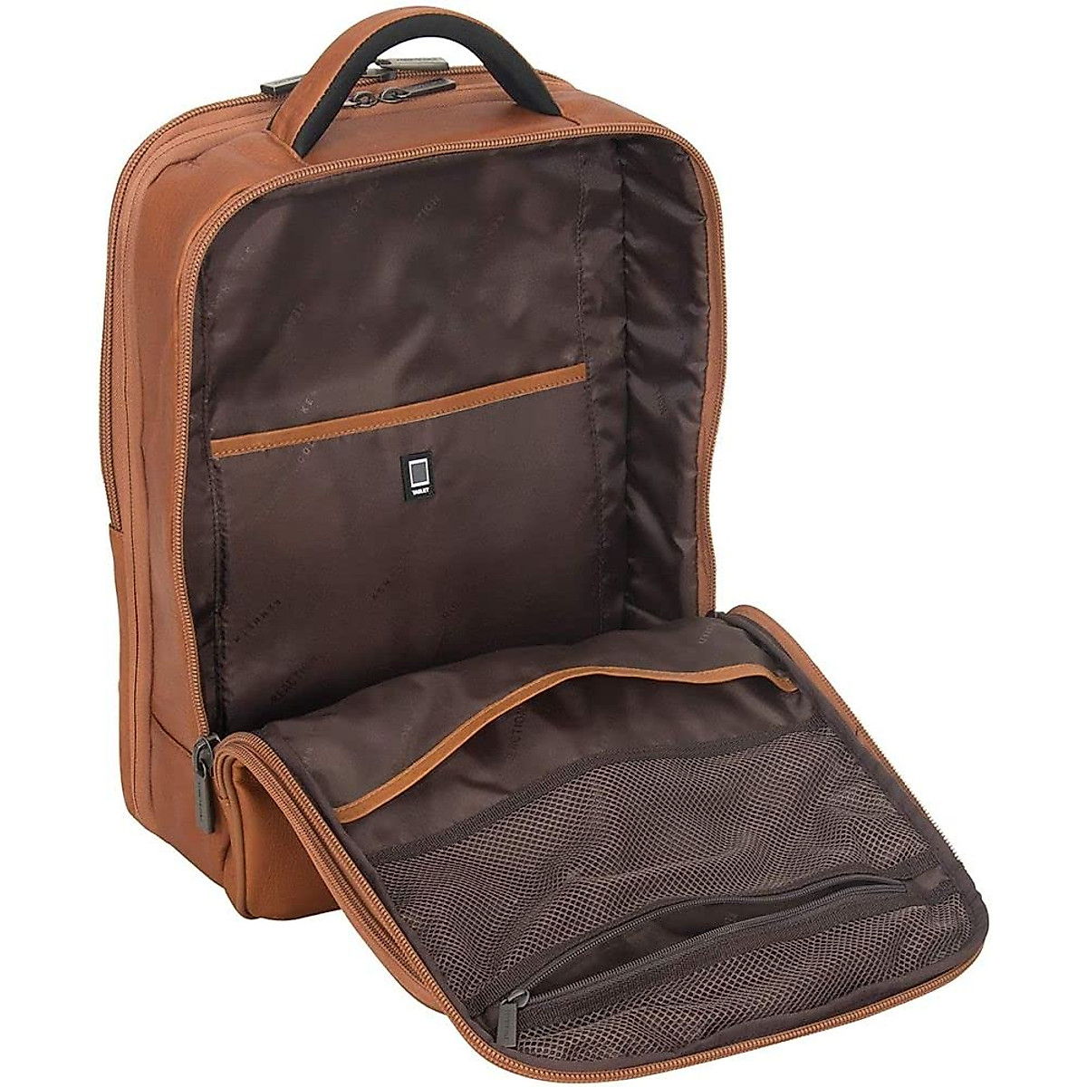 Kenneth Cole REACTION Manhattan Commuter Slim Backpack 16" Laptop Computer & Tablet Travel, Business, Work, School Bookbag, Cognac, Colombian Leather