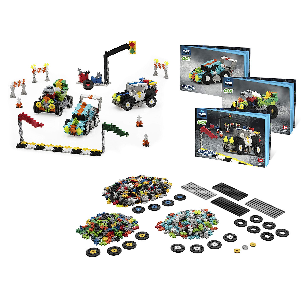 PLUS PLUS - GO! Street Racing Super Set - 900 Pieces - Model Vehicle Building Stem/Steam Toy, Interlocking Mini Puzzle Blocks for Kids