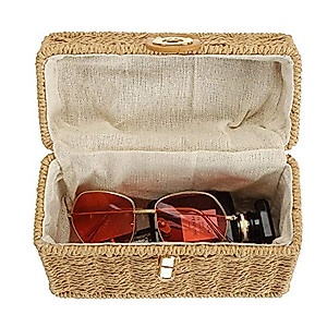 So'each Women's Handbag Wicker Square Crossbody Rattan Bag Boho Crossbody Bag Beige